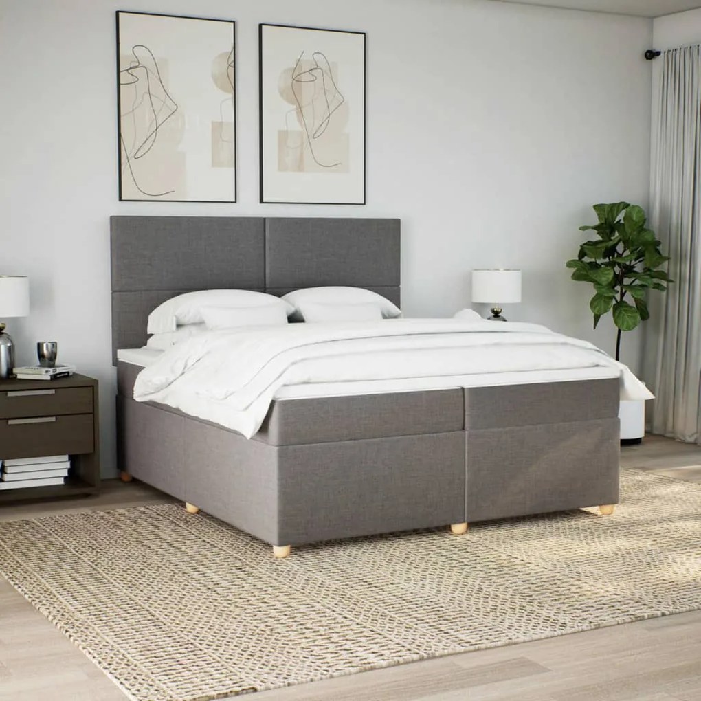 Box spring postel s matrací taupe 200x200 cm textil 3293684