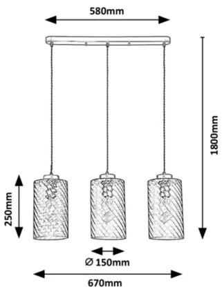 Rabalux - Lustr na lanku 3xE27/40W/230V