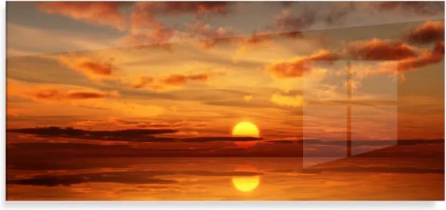 Skleněný obraz 110x50 - Západ slunce nad mořem (EXTRA - s vyvrtanými dírami) - Sablo.cz