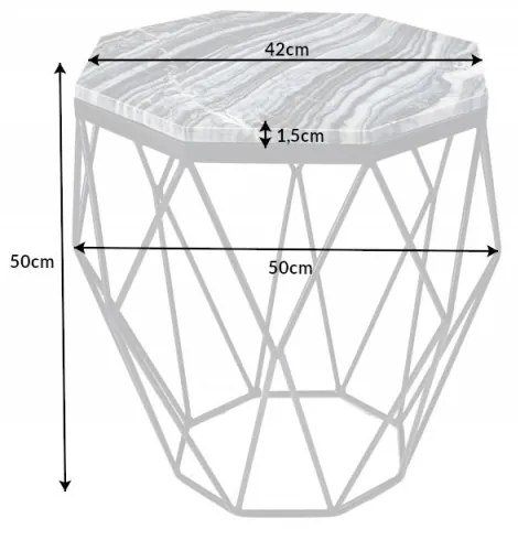 Massive home | Odkládací stolek DIAMOND NOBLES 50 CM šedý mramor