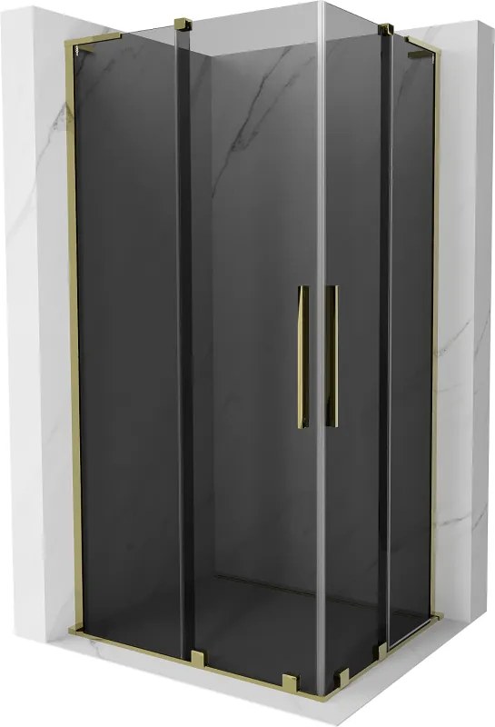 Mexen Velar L Duo, sprchový kout s posuvnými dveřmi 90 x 80 cm, 8mm šedé sklo, zlatá lesklá, 871-090-080-02-43-50