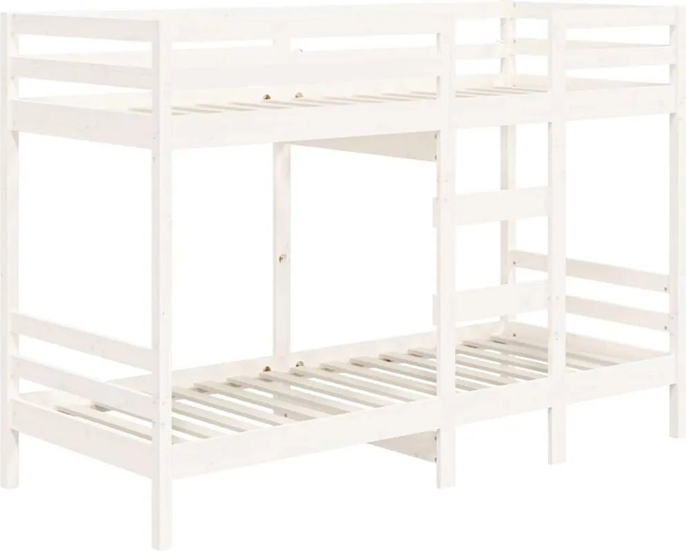 Patrová postel bílá 90 x 200 cm masivní borové dřevo 3139830