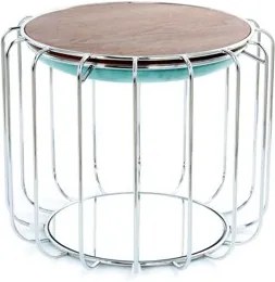 Odkládací stolek / Pouf Comfortable 110 Mint / stříbrná