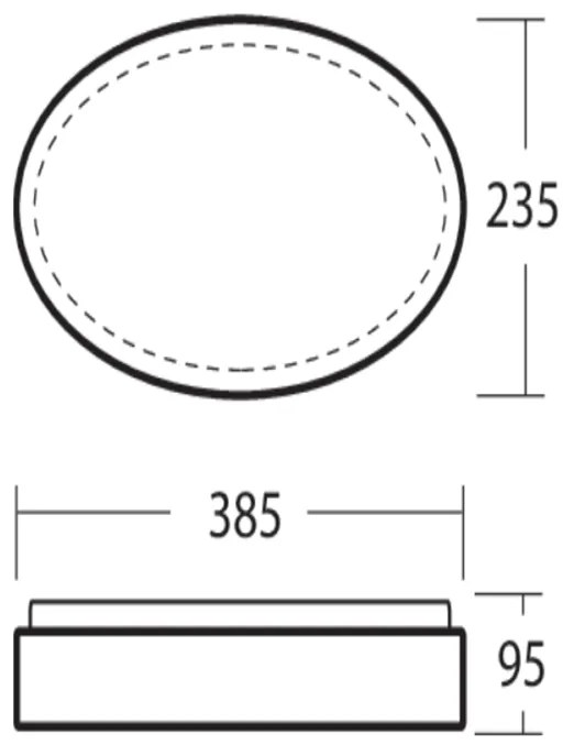 Osmont Gemini 1, oválné stropní svítidlo z triplexového skla, 2x75W E27, IP43, 38,5x23,5cm