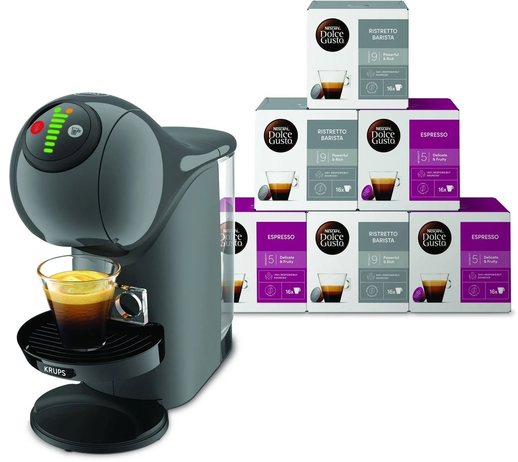 Nespresso krups kp243b10ce nescafé dolce gusto genio s dárkový set s 96 kapslemi