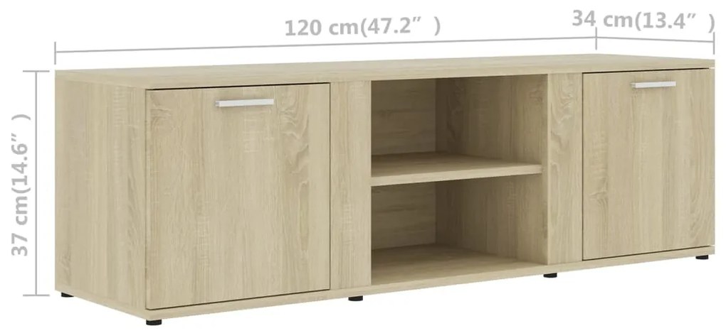 vidaXL Marketos TV stolek dub sonoma 120 x 34 x 37 cm kompozitní dřevo