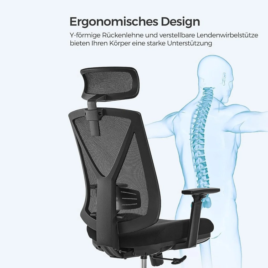 Ergonomická kancelářská židle s podnožkou, maximální nosnost 150 kg, černá