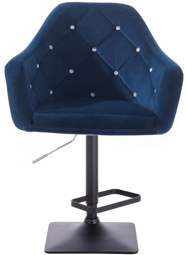 LuxuryForm Barová židle ROMA VELUR na černé podstavě  - modrá