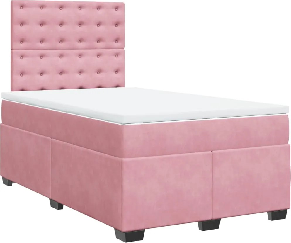 Box spring postel s matrací růžová 120 x 200 cm samet 3293199
