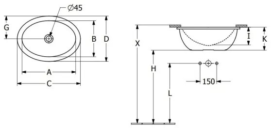 Villeroy & Boch 4A530001 - Zápustné umyvadlo LOOP&FRIENDS 43x29 cm keramika/bílá