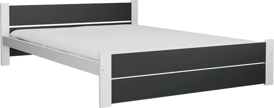 Postel IKAROS DOUBLE 160 x 200 cm, antracit/bílá Matrace: Matrace Coco Maxi 20 cm, Rošt: Bez roštu