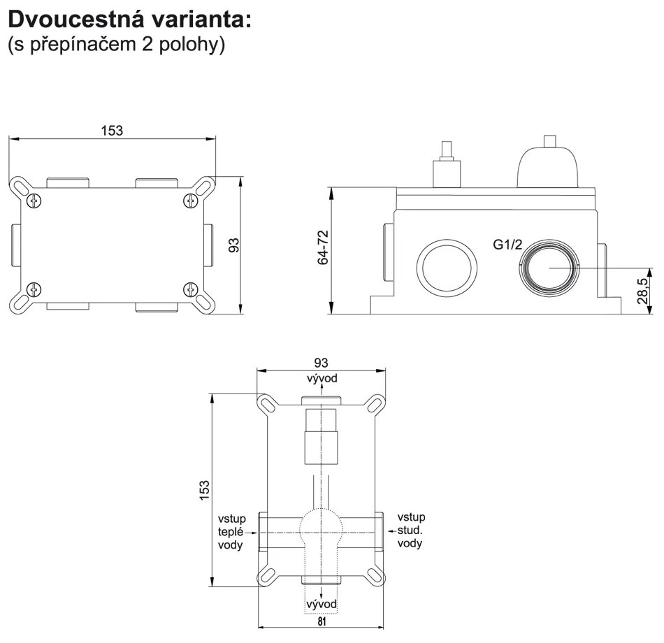 Mereo Sprchový set s dvoucestnou podomítkovou bateríí