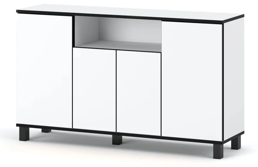 Stiv-Meble Komoda Loft 140 cm - bílá matná/bílý lesk