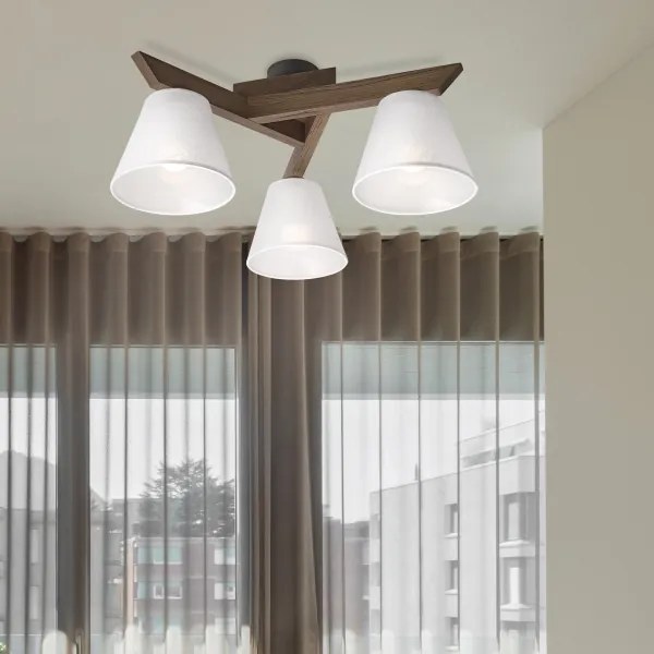 Brilagi - LED Přisazený lustr ANTHONY 3xE14/40W/230V dub ořech/bílá