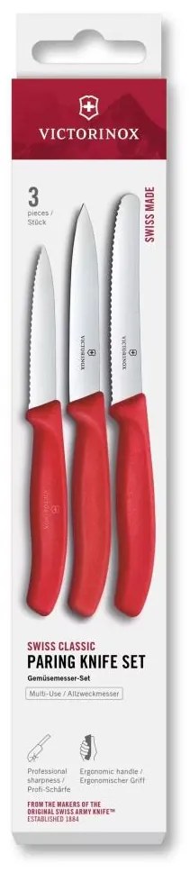 Victorinox - Sada kuchyňských nožů na zeleninu SWISS CLASSIC 3 ks červená