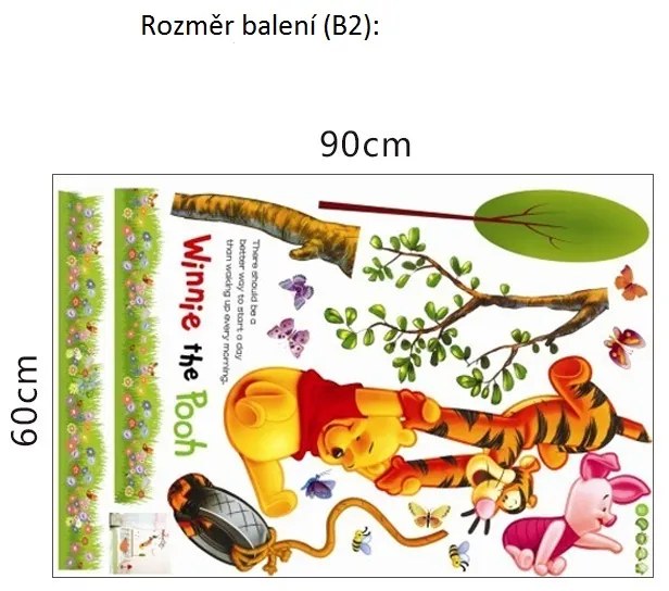 Živá Zeď Samolepka Medvídek Pú na houpačce
