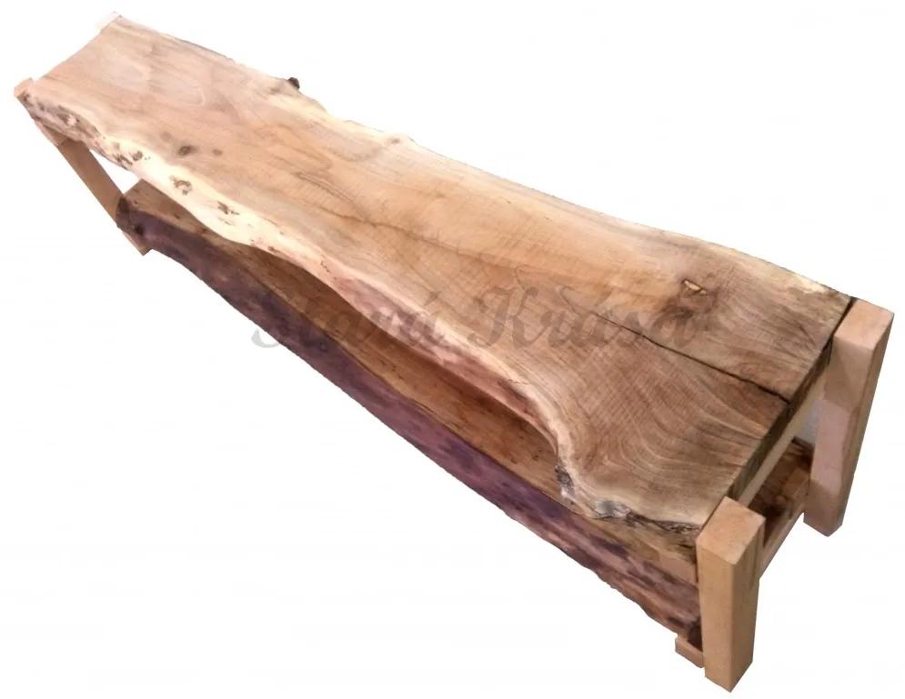 Stará Krása – Ruční výroba Selská lavice z masivního ořechu s přírodní patinou v designové úpravě.