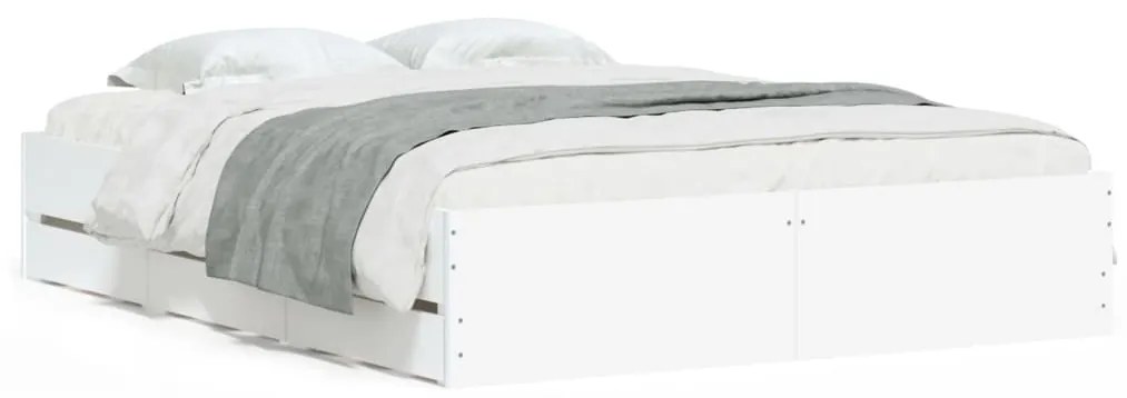 vidaXL Rám postele se zásuvkami bílý 140 x 200 cm kompozitní dřevo