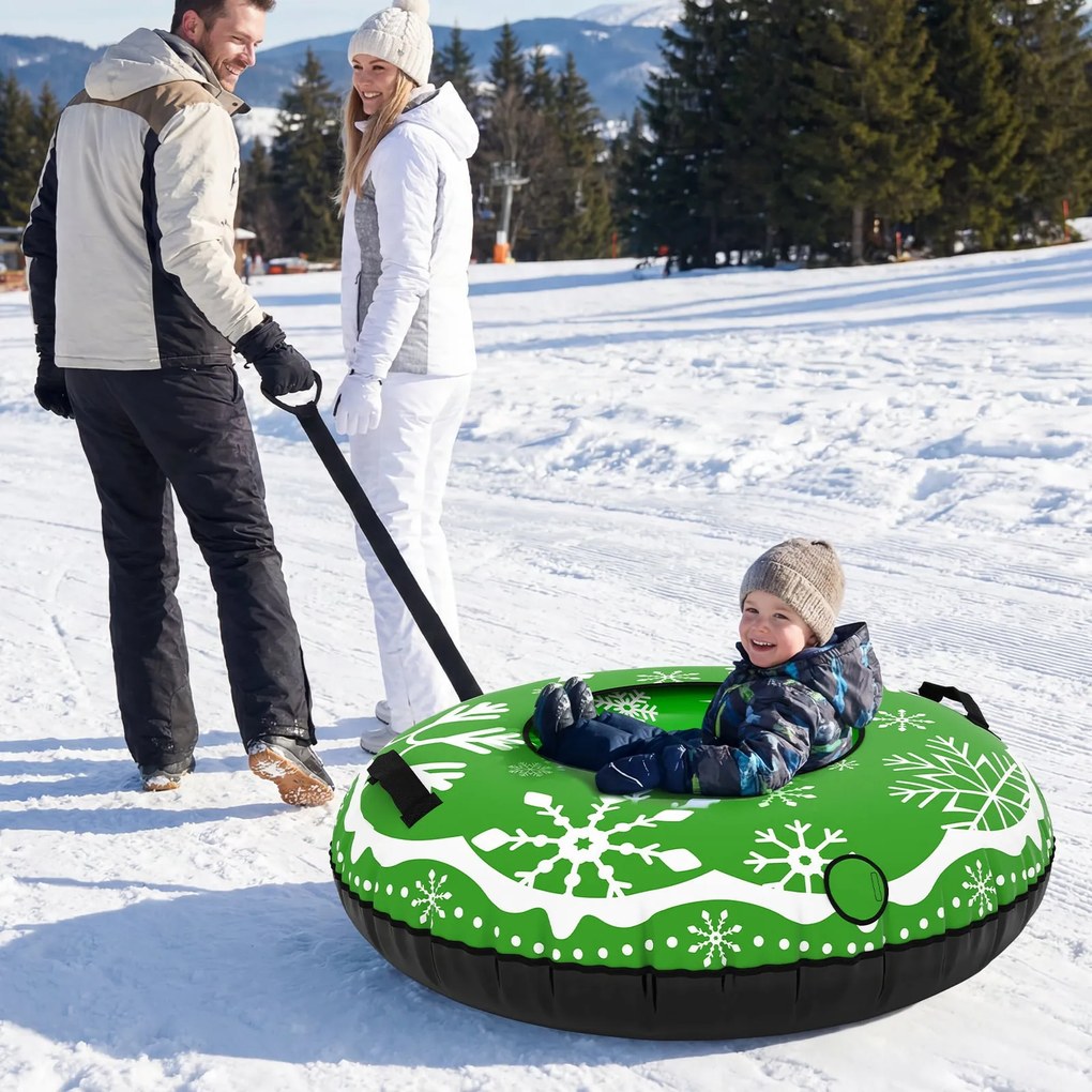 Costway Nafukovací zimní pneumatika s tažným lankem a rukojetí Snowtube – zelený