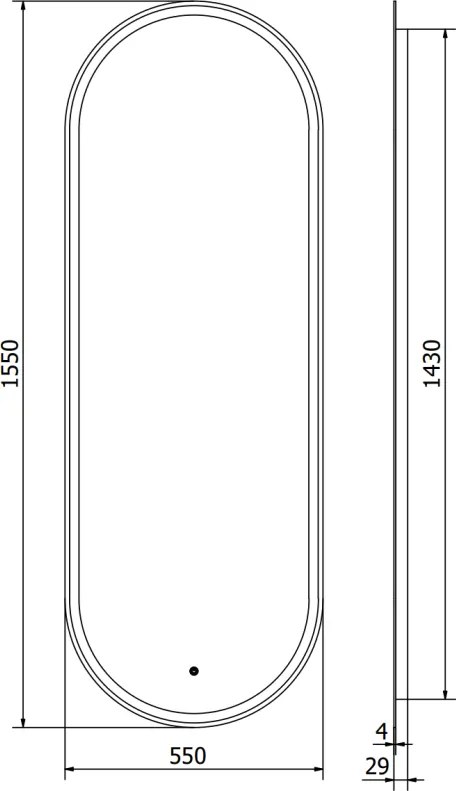 Mexen Bono, LED koupelnové zrcadlo s podsvícením 55 x 155 cm, 6000K, ochrana proti zamlžování, 9816-055-155-611-00