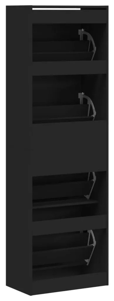 Botník se 4 výklopnými zásuvkami černý 60 x 34 x 187,5 cm - Default Title