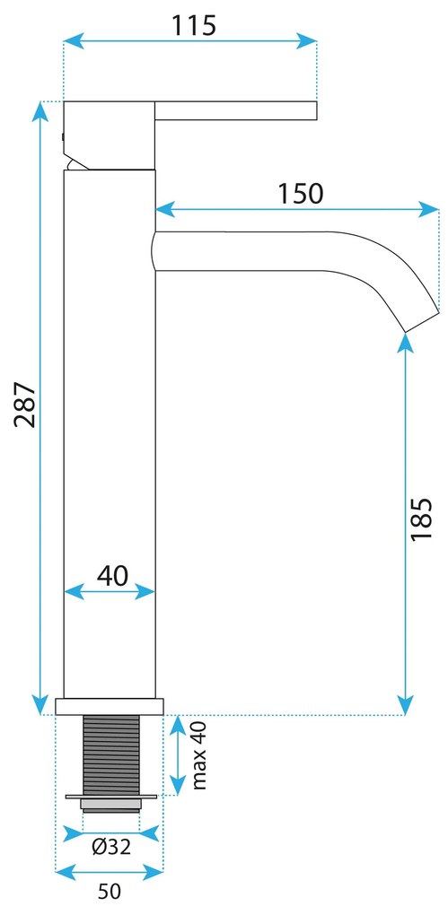 Rea Foster, vysoká umyvadlová baterie h-285, broušená ocel, REA-B6324