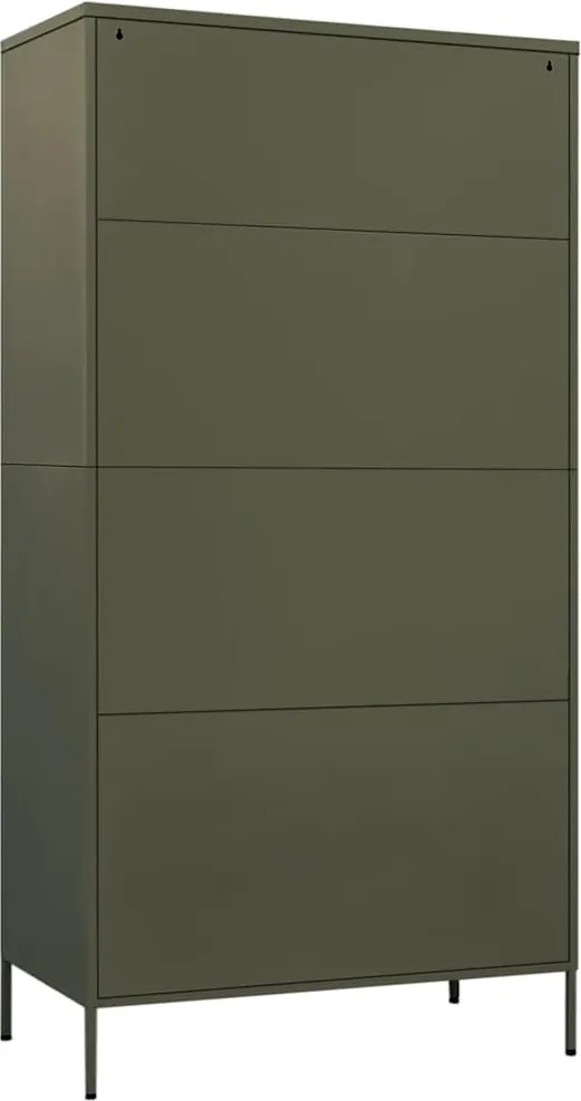 Šatní skříň olivově zelená 90 x 50 x 180 cm ocel 336243