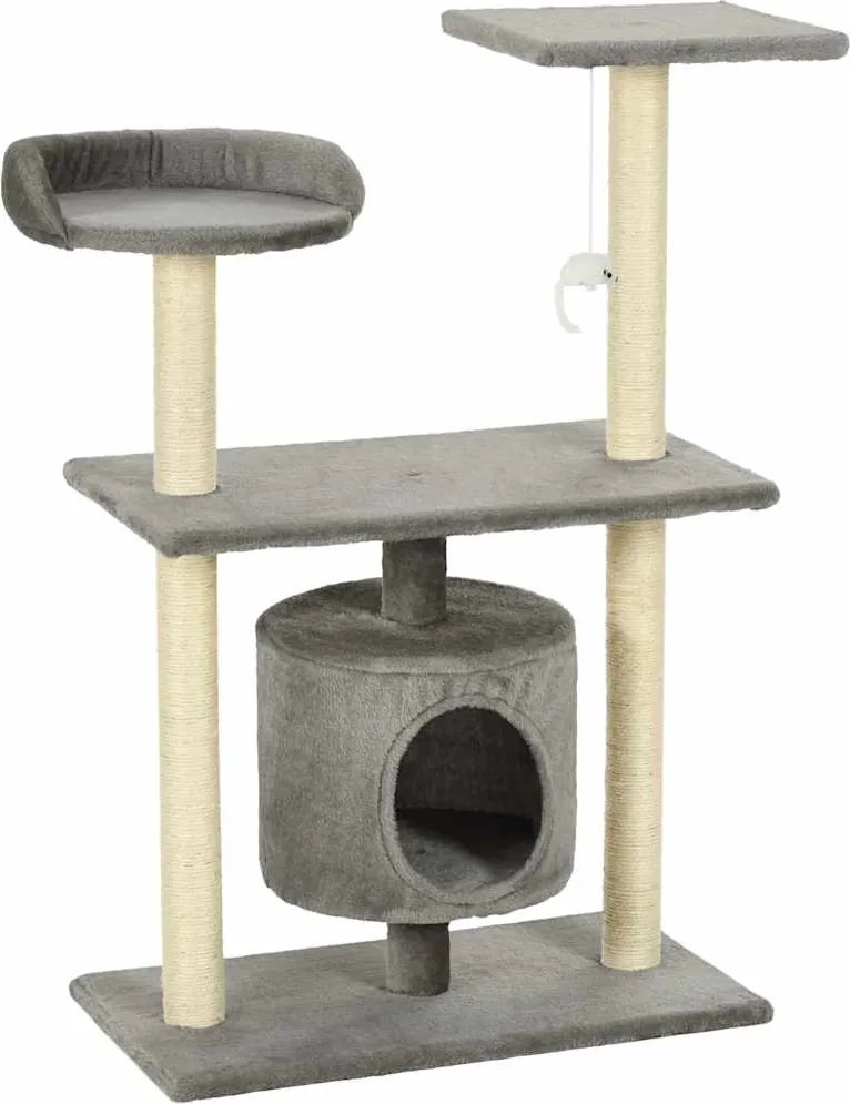 Škrabadlo pro kočky se sisalovými sloupky 95 cm šedé 170512