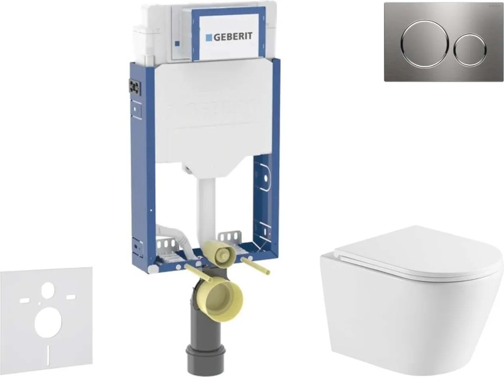 Geberit Kombifix - Set předstěnové instalace, klozetu Nefia a sedátka softclose, tlačítko Sigma20, nerez SANI15CA6109