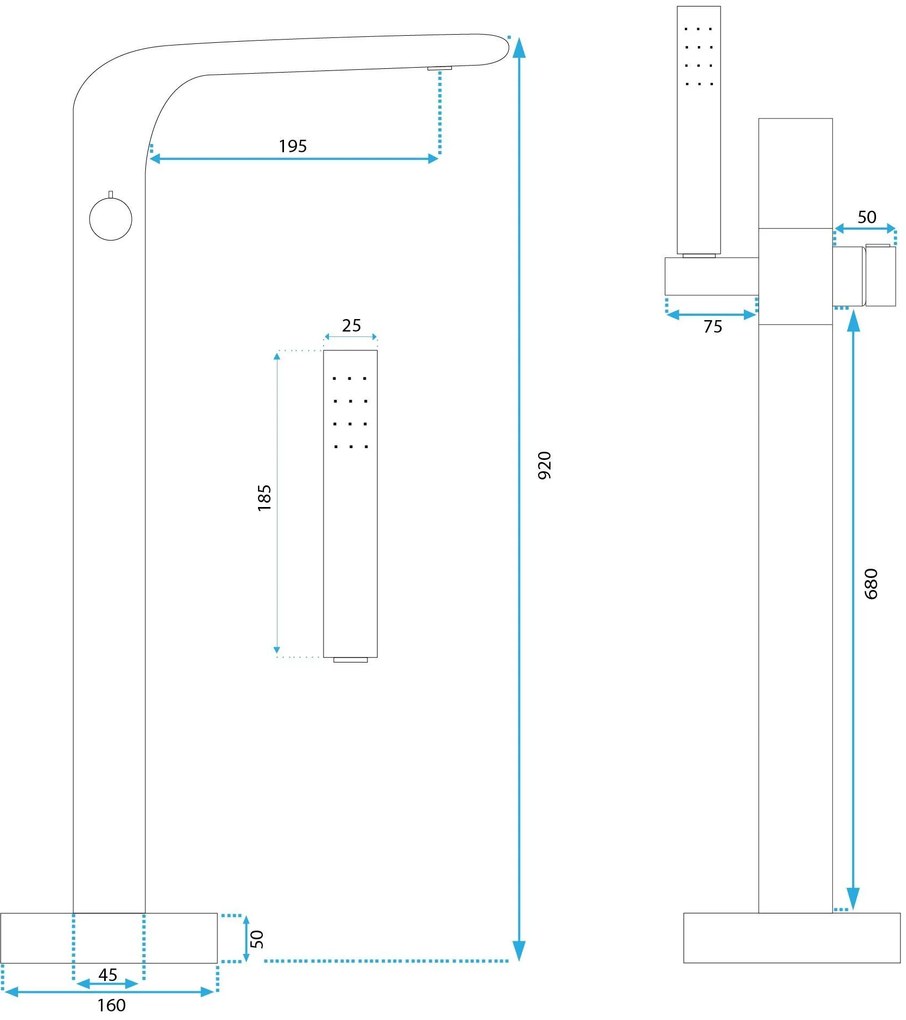 Volně stojící vanová baterie REA CLARK, černá