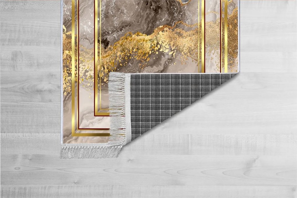 Koberec Marble Frame 80x200 cm šedý/zlatý