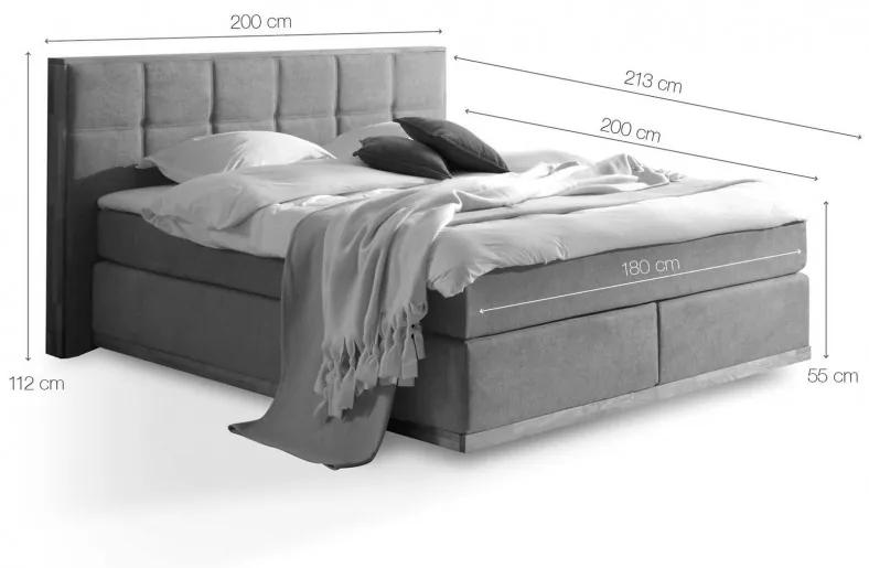Boxspring postel 180x200 z masivu Levante šedá