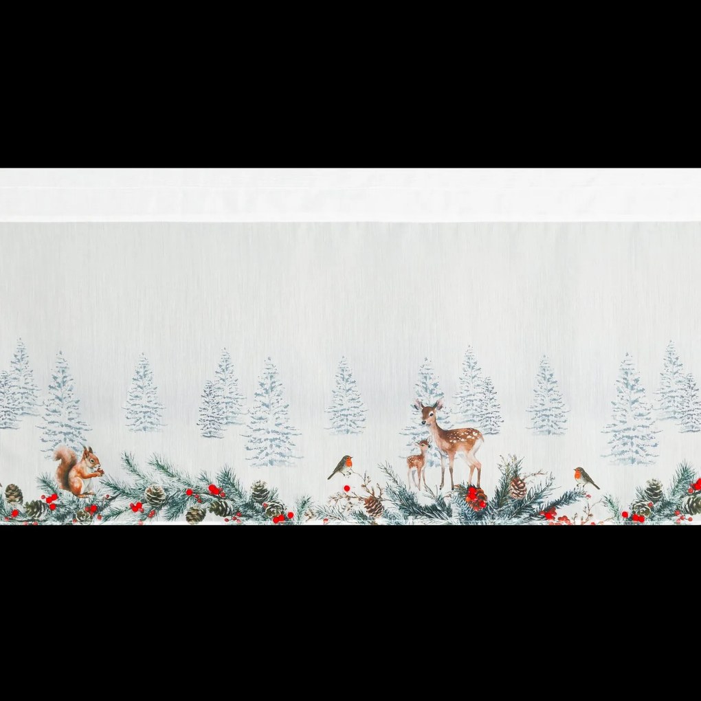KRÁTKÁ VÁNOČNÍ ZÁCLONA NA PÁSCE XMAS19 150X40 CM VZOROVANÁ