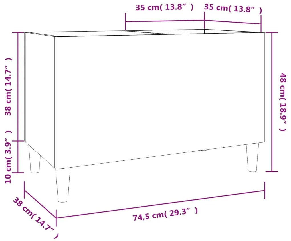 Skříňka na LP desky betonově šedá 74,5x38x48cm kompozitní dřevo - Default Title