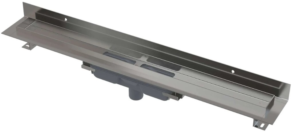 Alca - Sprchový žlab Wall Low 85 cm, s pevným límcem ke stěně, svislý odtok, nerez APZ1116-850