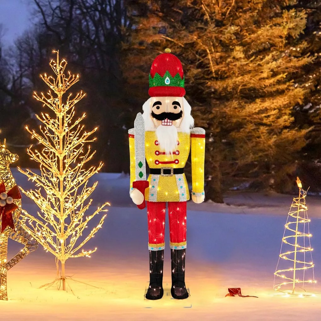 Costway Louskáček Soldier 166 cm High Life-Size Illuminated Louskáček postava