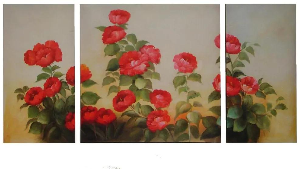 3-dílný obraz "RED ROSES" 25/50/25x3cm