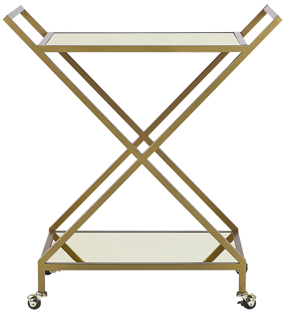 Zrcadlový kuchyňský vozík zlatý IVERA Beliani