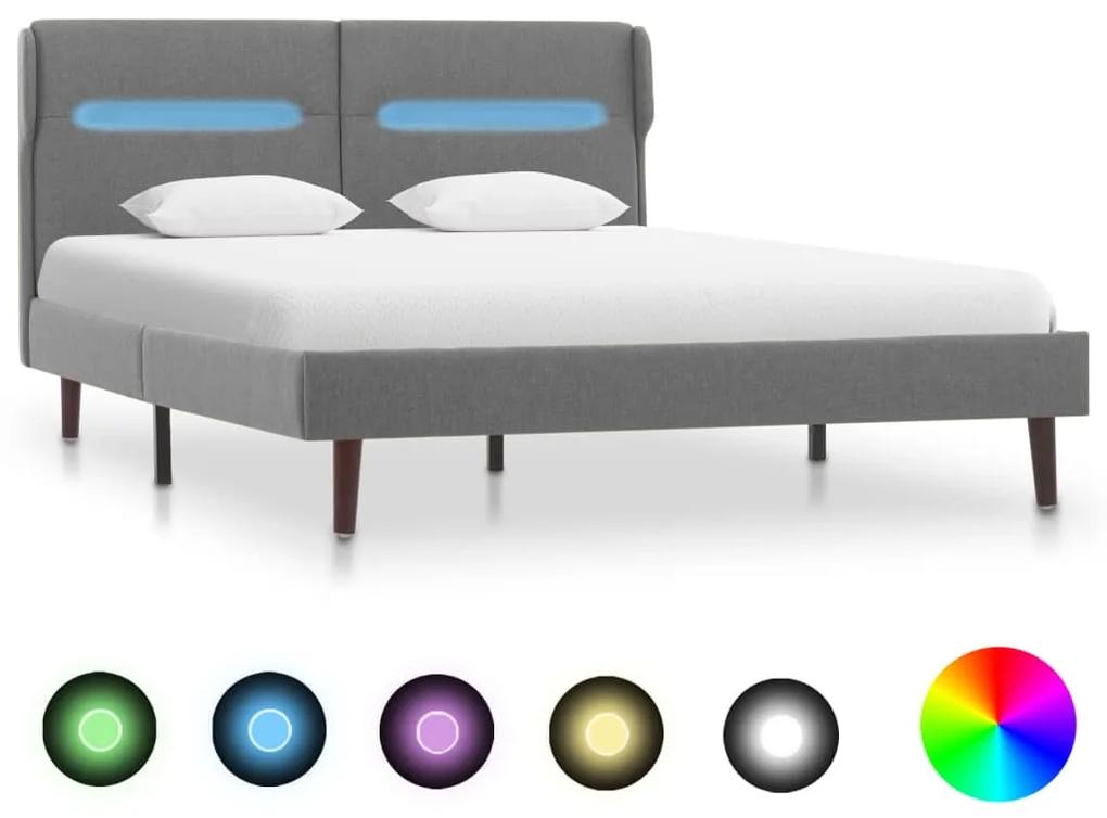 286891 vidaXL Rám postele s LED světlem světle šedý textil 120 x 200 cm