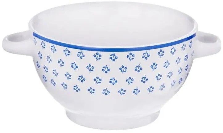 Keramická polévková miska Orion / motiv blue design drobný květ / Ø 14 cm / bílá / modrá