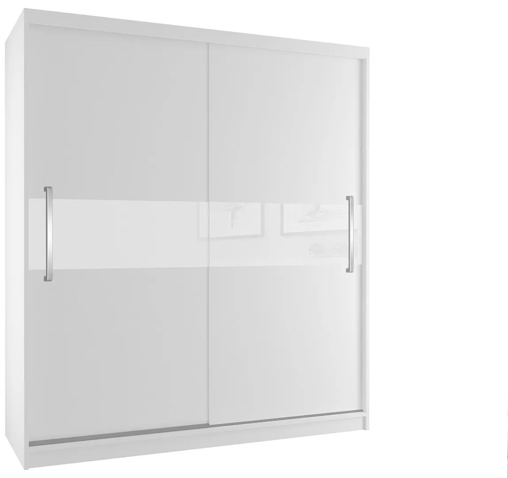 Šatní skříň 133 cm Belini bílý mat s posuvnými dveřmi SI SZP2/2/W/W/W/UU