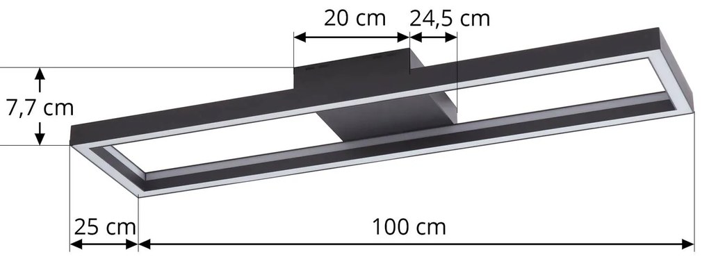 Stropní svítidlo Lucande Smart LED Tjado, 100 cm, černá, Tuya