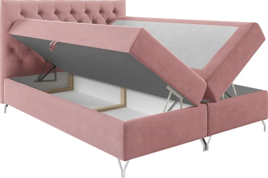Boxspringová postel, 160x200, růžová látka Velvet, GULIETTE + dárek