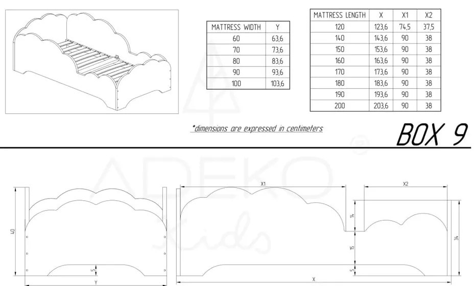Dětská postel z borovicového dřeva Adeko BOX 9, 80 x 200 cm