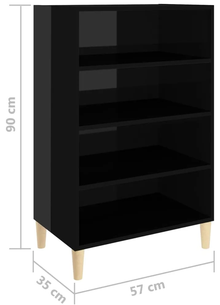vidaXL Příborník černý s vysokým leskem 57 x 35 x 90 cm dřevotříska