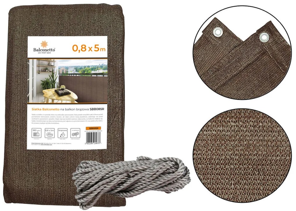 Bestent Balkonová zástěna 0,8x5m 95% Balcone Brown