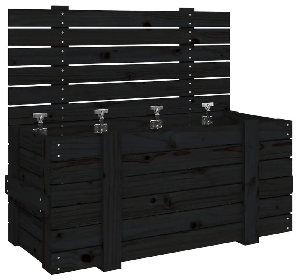 825002 vidaXL Úložný box černý 91 x 40,5 x 42 cm masivní borové dřevo