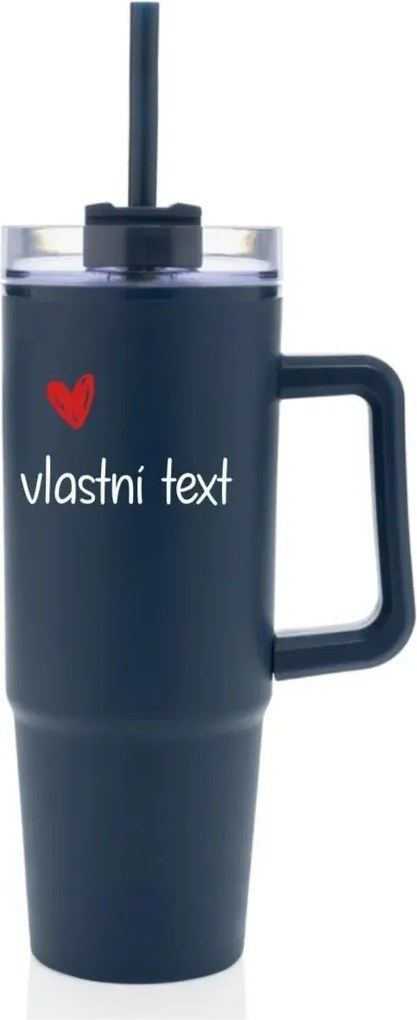 Vlastní text na cestovní termosku s průhledným víčkem