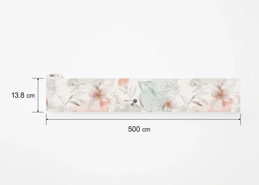 Samolepící bordura na zeď Akvarelove Květiny | 5 m x 13.8 cm | DWB8439