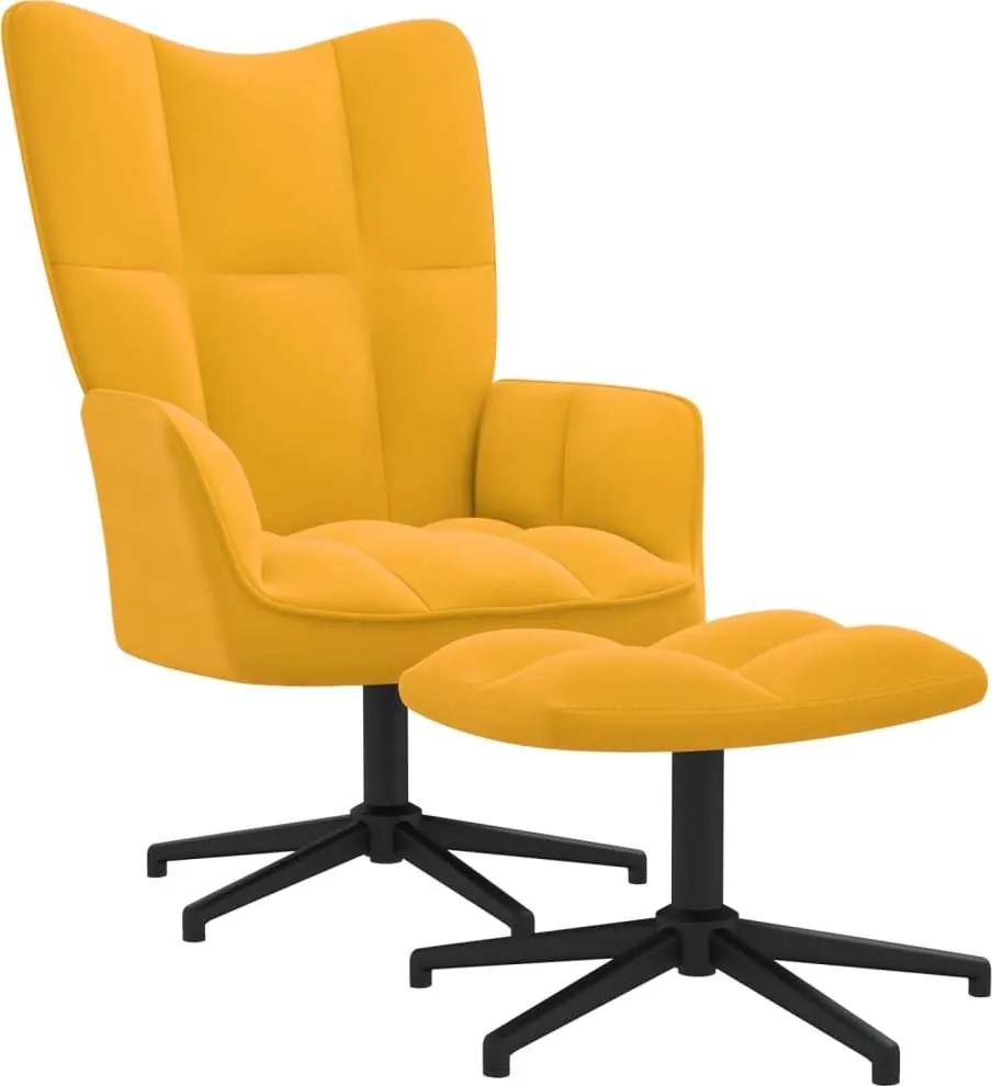vidaXL Relaxační křeslo se stoličkou samet [328108] Barva: Černá